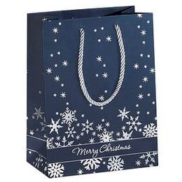 3 Sigel Geschenktaschen Silver Snowflakes Motiv 26,0 x 33,0 cm