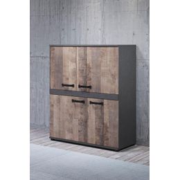 Highboard TRENDTEAM "Stripe" Sideboards Gr. B/H/T: 100 cm x 118 cm x 41 cm, braun (eiche tabak melamin, matera melamin) Höhe 118 cm