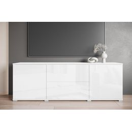 Lowboard Inosign "Kenia" Sideboards Gr. B/H/T: 180cm x 61,9cm x 34,5cm, weiß (weiß matt/ hgl) Der moderne TV-Schrank, mit 2 Türen und Schubladen, Breite 180 cm Bestseller