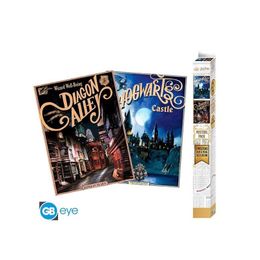 ABYSTYLE - HARRY POTTER Set 2 Chibi Posters Retro Hogwarts & Diagon Alley - Plakat