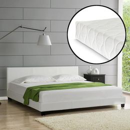 [corium] - Kunstlederbett Albacete mit Matratze 140x200 weiß Corium - Weiß