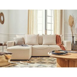 Lisa Design - Capucine - ecksofa beidseitig montierbar - schlaffunktion und bettkasten - 4 sitzplätze - aus stoff - beige