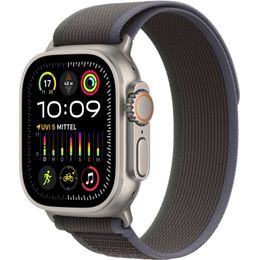 Smartwatch Apple "Watch Ultra 2 Titanium" Smartwatches Gr. 49 mm, Cellular, S/M, Trail Loop, grau (titan) Ocean Band