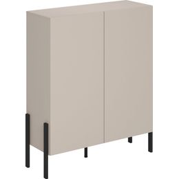 Kommode Inosign "Jukon, Breite 110 cm, moderne grifflose Hochschrank, 2Türen" Sideboards Gr. B/H/T: 110 cm x 135 cm x 40 cm, kaschmir, beige (kaschmir) Highboard mit viel Stauraum, push-to-open-Funktion