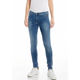 5-Pocket-Jeans Replay "NEW LUZ Skinny Fit" Gr. 27, Länge 32, blau (medium blue c39) Damen Jeans in Ankle-Länge