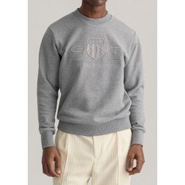 Sweatshirt Gant "D1. TONAL ARCHIVE SHIELD C-NECK" Gr. L, grau (grey melange) Herren Sweatshirts mit Logostickerei auf der Brust