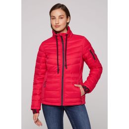 Steppjacke SOCCX, Damen, Gr. M, rot (clear rot), Material Oberstoff: 100% Polyamid, Material Seitenteil: 91% Polyester, 9% Elasthan, Futter Rumpf, Ärmel & Innenseite: 100% Polyester, Füllung: 100% Polyester, bedruckt, bestickt, casual, lässig geschnitten normal, Langarm eingesetzt elastischer Bund, Jacken, mit Windfangleiste