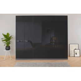 Drehtürenschrank Rauch "Kleiderschrank Schrank Garderobe KOLUNA mit hochwertiger Glasfront" Schränke Gr. B/H/T: 271 cm x 229 cm x 54 cm, 6 St., grau (graumetallic, glas basalt) inkl. 2 Innenschubladen sowie extra Einlegeböden MADE IN GERMANY