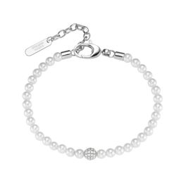 Armband Giorgio Martello MILANO "mit Zirkonia und Muschelkern-Perlen, Silber 925" Armbänder Gr. 20 cm, Silber 925 (Sterlingsilber), silberfarben (silber) Damen