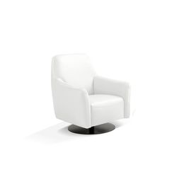 Sessel Egoitaliano "Felicity Drehsessel mit Wippfunktion, kompakt und bequem, Loungesessel", weiß, B:77cm H:88cm T:85cm, Leder »BULL« (echtes Rindsleder). Geschliffenes, pigmentiertes und behandeltes Rindsleder mit einer Dicke von 1, 3-1, 5 mm. Dieses Leder zeigt eine ziemlich weiche Hand mit einem halb undurchsichtigen Aussehen. Es handelt sich um ein geschütztes Leder. Eine leichte Deckschicht s