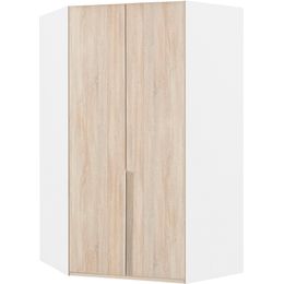 Eckkleiderschrank wimex "New York", weiß (weiß, struktureichefarben hell), B:90cm H:208cm T:125cm, Schränke, 208 oder 236cm hoch