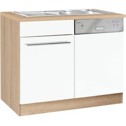 Spülenschrank KOCHSTATION "KS-Eton", weiß (weiß matt), B:110cm H:85cm T:60cm, Schränke, Breite 110 cm, inkl. Tür/Sockel für Geschirrspüler