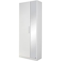 Garderobenschrank Rauch "Garderobe Drehtürenschrank Kleiderschrank Schrank Mehrzweck MINOSA" Schränke Gr. H/T: 197 cm x 41 cm, 2 St., weiß (alpinweiß, hochglanz weiß) mit Spiegel, Breite 69 cm, ausziehbare Kleiderstange MADE IN GERMANY