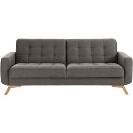3-Sitzer exxpo - SOFA FASHION "Fiord, aktuelles Design, tolle Detailverarbeitung im Sitz und R&uuml;cken", grau, B:222cm H:87cm T:89cm, Vintage (100% Polyester);Webvelours (100% Polyester), Sofas, bequem, wahlweise Kippcouch mit Bettfunktion und Bettkasten, Holzfu&szlig;