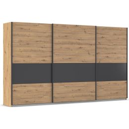 Schwebetürenschrank Rauch "Schwebetürenschrank Kleiderschrank Schrank Garderobe CORTONA" Schränke Gr. B/H/T: 360 cm x 210 cm x 62 cm, 3 St., grau (eiche artisan, graumetallic) inkl. Inneneinteilung, 2 Stoffboxen und zusätzlichen Einlegeböden