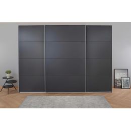 Schwebetürenschrank Rauch "Kleiderschrank Schrank Garderobe KOLUNA mit Dekor-Front" Schränke Gr. B/H/T: 315 cm x 229 cm x 62 cm, 3 St., grau (graumetallic) inkl. 2 Innenschubladen sowie extra Einlegeböden MADE IN GERMANY