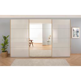 Schwebetürenschrank Rauch "Kleiderschrank Schrank Garderobe KOLUNA mit Glastüren und Spiegel" Schränke Gr. B/H/T: 360 cm x 229 cm x 62 cm, 3 St., beige (eiche artisan, glas champagner) inkl. 2 Innenschubladen sowie extra Einlegeböden MADE IN GERMANY