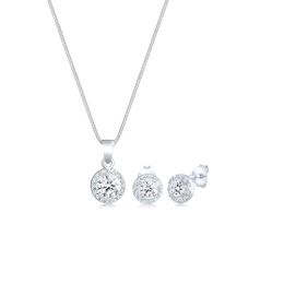 Schmuckset Elli Premium "Elli Kette Stecker Kristalle 925 Silber" Schmuck-Sets Gr. OneSize, mit Stein, silberfarben (silber, weiß) Damen