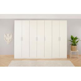 Drehtürenschrank Rauch "Kleiderschrank Schrank Garderobe KOLUNA mit Dekor-Front" Schränke Gr. B/H/T: 315 cm x 210 cm x 54 cm, 7 St., weiß (alpinweiß) inkl. 2 Innenschubladen sowie extra Einlegeböden MADE IN GERMANY