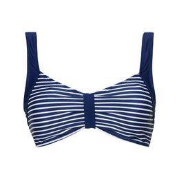 Balconette-Bikini-Top feel good Gr. 50, Cup C, blau (marine, weiß) Damen Bikini-Oberteile