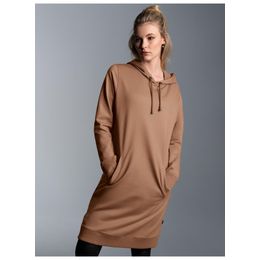 Sweatkleid TRIGEMA "TRIGEMA in kuscheliger Sweat-Qualität" Gr. XXL, US-Größen, braun (haselnuss) Damen Kleider