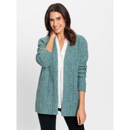 Cardigan Inspirationen Gr. 44, blau (ozean, meliert) Damen Strickjacken