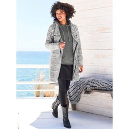 Strickjacke Heine Gr. 34, grau (hellgrau, anthrazit, meliert) Damen Strickjacken