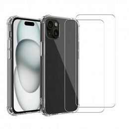 Hülle iPhone 15 Plus und 2 schutzfolien - TPU - Transparent