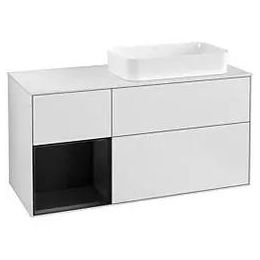 Villeroy & Boch Villeroy und Boch Finion Waschtischunterschrank G271PDMT 120cm, Abdeckplatte white matt, Emotion, Regal links Black matt lacquer, White matt lacquer