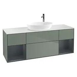 Villeroy & Boch Villeroy und Boch Finion Waschtischunterschrank G981HGGM 160cm, Abdeckplatte white matt, Emotion, Regale Midnight matt lacquer, Olive Matt Lacquer