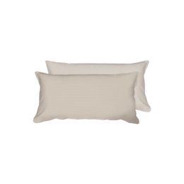 Tom Tailor Unisex Satin-Kissenhülle, 1-teilig, 40x80 cm, beige, Streifenmuster, Gr. 40X80