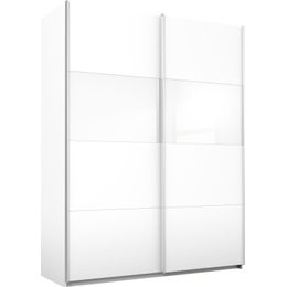 Schwebetürenschrank Rauch "Quadra BESTSELLER Schrank Schlafzimmerschrank in vielen Breiten", weiß (weiß, weißglas), B:181cm H:230cm T:62cm, Schränke, Kleiderschrank Garderobenschrank mit Glaselementen