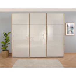 Schwebetürenschrank Rauch "Koluna" Schränke Gr. B/H/T: 271 cm x 229 cm x 62 cm, 3 St., beige (eiche artisan, glas champagner) Glasfront, inkl. 2 Innenschubladen sowie extra Böden