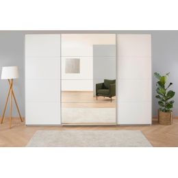 Schwebetürenschrank Rauch "Kleiderschrank Schrank Garderobe BESTSELLER KOLUNA mit Spiegel" Schränke Gr. B/H/T: 315 cm x 210 cm x 62 cm, 3 St., weiß (alpinweiß) inkl. 2 Innenschubladen sowie extra Einlegeböden MADE IN GERMANY