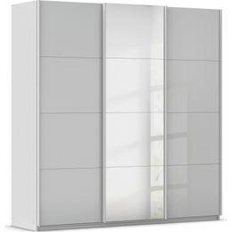 Schwebetürenschrank Rauch "Kleiderschrank Kleiderschränke Schrank Garderobe AGORDO mit Glasfront" Schränke Gr. B/H/T: 203 cm x 210 cm x 62 cm, 3 St., grau (seidengrau, glas seidengrau) durchdachte Innenausstattung, in 4 Breiten und 2 Höhen MADE IN GERMANY