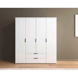 Drehtürenschrank Rauch "Kleiderschrank Schrank Garderobe Wäscheschrank ESSEA in 2 Breiten" Schränke Gr. B/H/T: 168 cm x 188 cm x 52 cm, 4 St., weiß (alpinweiß) mit 2 Schubladen, in schlichtem Design, moderne Griffe MADE IN GERMANY