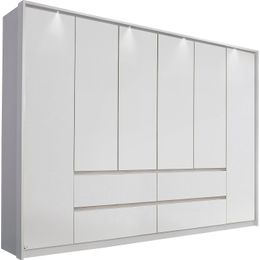 Drehtürenschrank Rauch "Mainz mit Passepartout" Schränke Gr. B/H/T: 275 cm x 212 cm x 58 cm, Mit Beleuchtung, 6 St., weiß (alpinweiß) optional mit Beleuchtung, Außentüren Push-to-Open Funktion