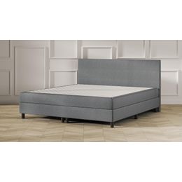 EMMA One Boxspringbett - hellgrau - 200x200 cm - braune Füße