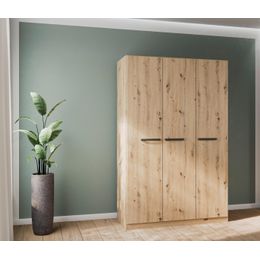 Drehtürenschrank Rauch "Kleiderschrank Schrank Garderobe Garderobenschrank Stauraumwunder MODI" Schränke Gr. B/H/T: 136 cm x 210 cm x 54 cm, Ohne Spiegel, braun (eiche artisan) inkl. Stoff-Organizer mit 6 Fächern optionaler Spiegel MADE IN GERMANY