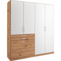 Kleiderschrank Rauch "Harburg Drehtürenschrank Schlafzimmerschrank mit viel Stauraum" Schränke Gr. B/H/T: 181 cm x 197 cm x 54 cm, 4 St., weiß (eichefarben artisan, weiß) Bestseller Schrank Garderobe im Schlafzimmer