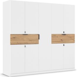 Drehtürenschrank Rauch "Kleiderschrank Schrank Garderobe Wäscheschrank TICAO mit 2 Schubladen" Schränke Gr. B/H/T: 226 cm x 210 cm x 54 cm, 9 St., weiß (alpinweiß, eiche artisan) die in der Höhe variabel positioniert werden können MADE IN GERMANY