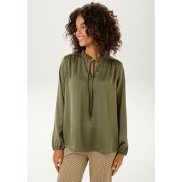 Schlupfbluse Aniston CASUAL Gr. 36, grün (khaki) Damen Blusen aus schimmernder Crepe-Qualität