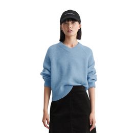 Marc O'Polo Strickpullover MARC O'POLO DENIM "aus flauschigem Alpakawolle-Mix" Gr. L, blau Damen Pullover