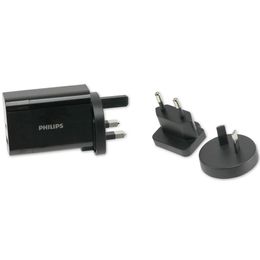 Philips USB-Reiselader 2-fach, 30W, 4 tauschbare Stecker f&uuml;r EU, US, AU, UK