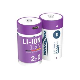Ansmann Li-Ion Mono-Akku, D, Typ 6000 (min. 5400mAh), 2 St&uuml;ck