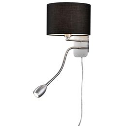 Trio Wandleuchte Hotel 271170202 Nickel matt, Schirm schwarz, 1 x 3,1W LED, 310 lm, 3000K, 1 x E14
