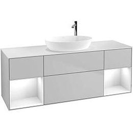 Villeroy & Boch Villeroy und Boch Finion Waschtischunterschrank G981GFGJ 160cm, Abdeckplatte white matt, Emotion, Regale Glossy white lacquer, Light grey matt