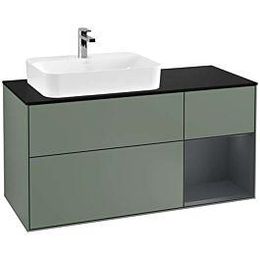 Villeroy & Boch Villeroy und Boch Finion Waschtischunterschrank G402HGGM 120cm, Abdeckplatte black matt, Emotion, Regal rechts Midnight Blue Matt Lacquer, Olive Matt Lacquer