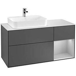 Villeroy & Boch Villeroy und Boch Finion Waschtischunterschrank G401GJGK 120cm, Abdeckplatte white matt, Emotion, Regal rechts Light grey matt, Anthracite matt