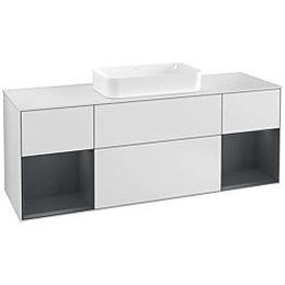 Villeroy & Boch Villeroy und Boch Finion Waschtischunterschrank F331HGMT 160x60,3cm, Abdeckplatte white matt, Regale Midnight matt lacquer, White matt lacquer